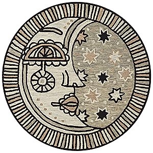 Loloi Justina Blakeney x Ayo Collection AYO-01 Grey/Natural Contemporary 5'-0" x 5'-0" Round Area Rug