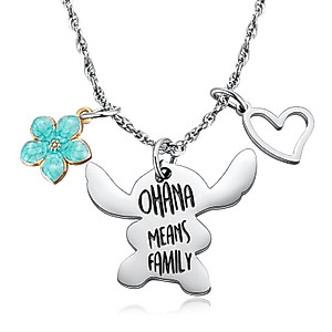 MIXJOY Stitch Gifts To My Niece Ohana Means Family Necklace&Message Card for Little Young Niece, Stitch Lover Birthday Graduation Gifts for Teen, Niece Gifts from Aunt Uncle, Stainless Steel