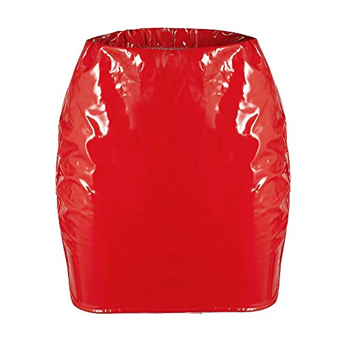 Women Bright Sexy Skirt Pu Faux Leather Bodycon Slim Mini Skirt Evening Party Club Wear Pencil Skirt (Red, S)