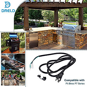 Smoker Grill Power Cord Kit by Dreld，Barbecue Power Cord Replacement for Traeger and Pit Boss Pellet Smoker Grills - 6 Feet
