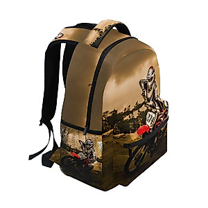 Lightweight Dirt-Bike Motocross Motorcycle Vehicle Backpacks Boy Bags Men Bookbag Back to School Gifts