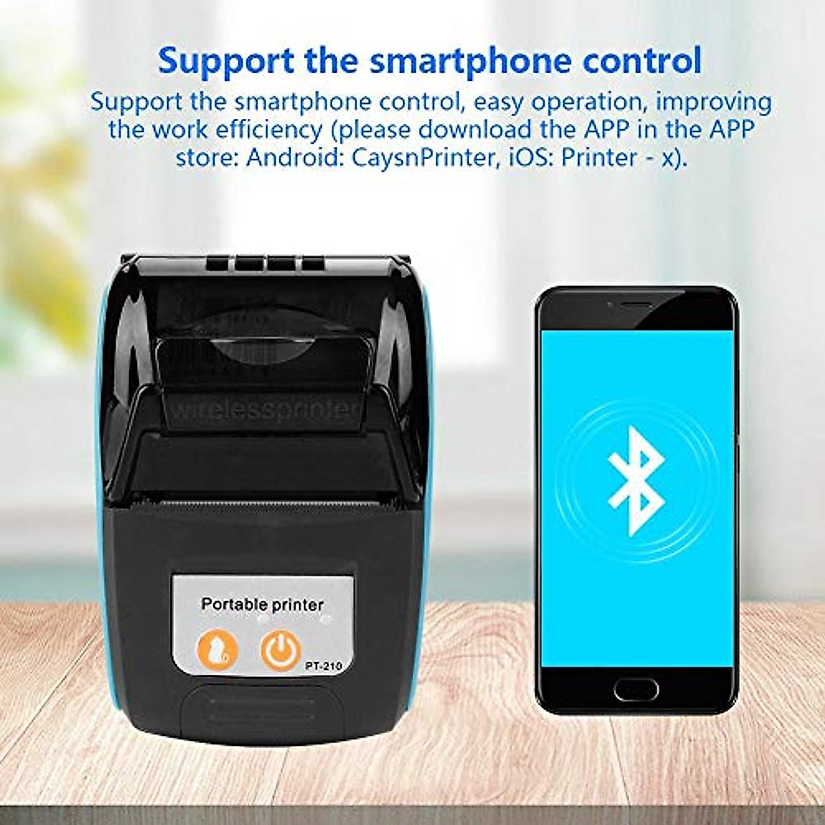Ciglow 58mm Wireless Thermal Receipt Printer, Mini Bluetooth Portable Receipt Printer with High Speed Printing Mobile POS Printer for Android, iPhone.(Blue)