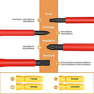 Mulwark 13-Piece Premium CR-V Insulated Screwdriver Set with 1000V Tools – Includes Phillips, Slotted, Pozidriv, and Torx Screwdrivers for Professional Use