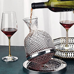Wine Decanter Set - Decanter for Wine Crystal Shaking 360°Rotating, With Luxury Box Wine Decanter For Wine Lover or Happy Anniversary/Wedding Gift