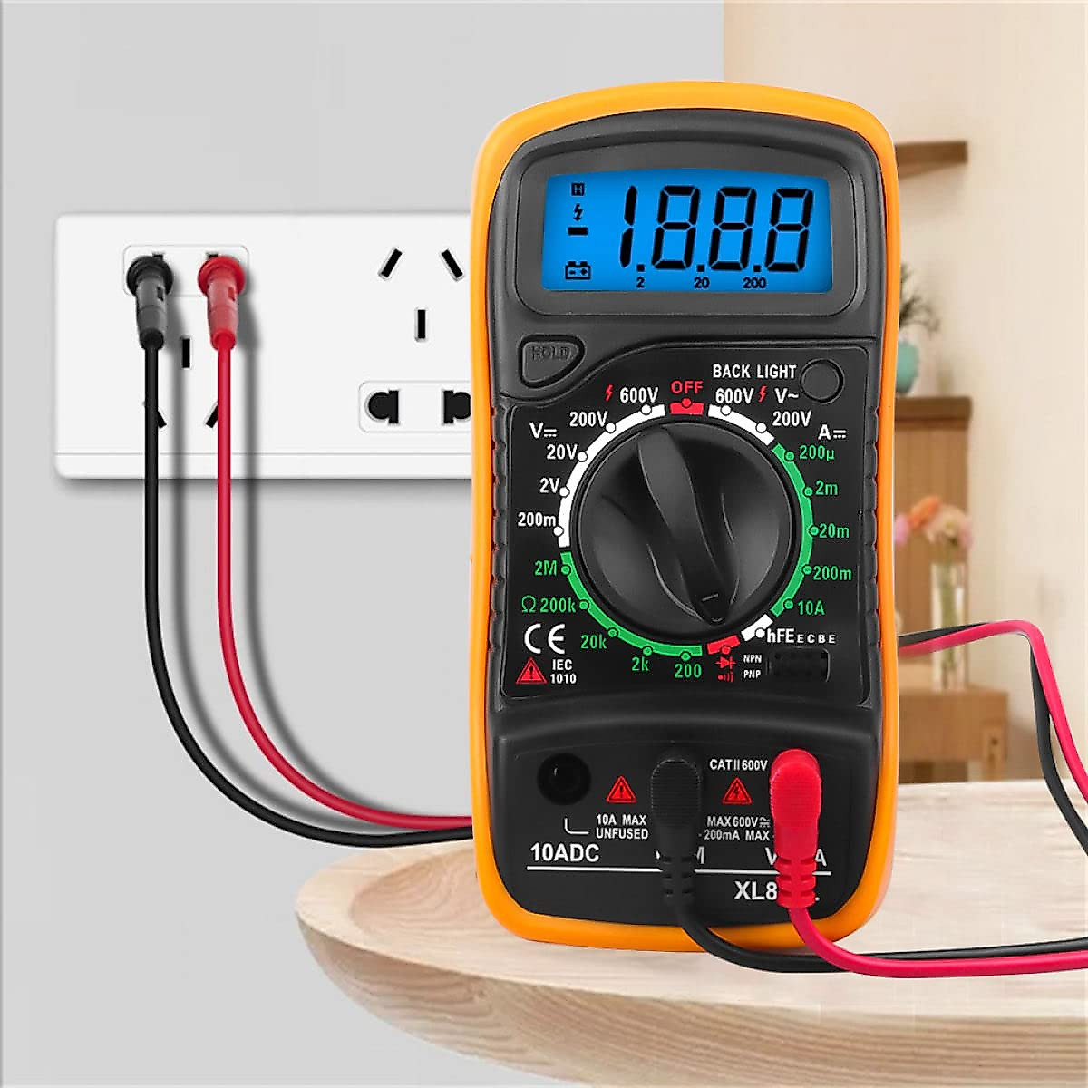 XL830L Pocket Digital Multimeter 2000 Counts Voltage Tester Home Measuring Tools Multi-Tester Test AC/DC Current, Resistance, Continuity, Frequency Backlight LCD Display with Battery