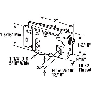Prime-Line D 1688 1-1/4 In. Steel Ball Bearing Sliding Door Roller Assembly (Single Pack), Yellow zinc