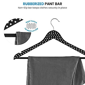 ZOBER High-Grade Wooden Suit Hangers Pants Hangers (10 Pack) Smooth Solid Wood Pants Hangers with Durable Adjustable Metal Clips, 360° Swivel Hook, Shoulder Notches for Dress Coat, Jacket, Blouse