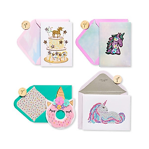 Papyrus Birthday Card Assortment, Rainbow Unicorns (4-Count)