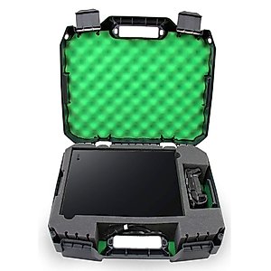 CASEMATIX Green Travel Case Compatible with Xbox One X 1TB Enhanced 4k HDR Gaming Console, Controller, Cables and Games with Impact Resistant Shell