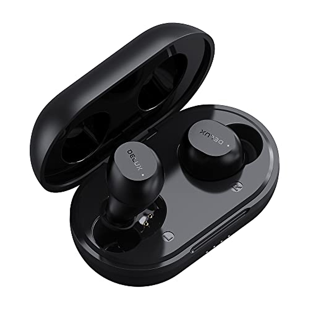 DeLUX True Wireless Earbuds, Dual Mode in-Ear Headphones with BT 5.0, Wireless Charging Case, 30 Hrs Playtime, IPX5 Waterproof, Built-in Mic, Immersive Deep Bass, Touch Control(DT3-Black)