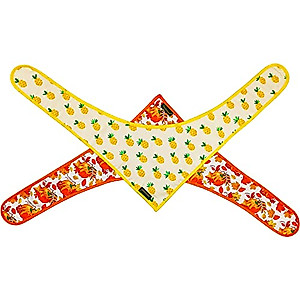 Cartisanat Dog Bandanas, 2 Pack Fruit & Pumpkin Set Triangle Reversible Pet Scarf Adjustable Fit Triangle Bibs Accessories, Multiple Sizes Offered for Small Medium & Large Dogs.