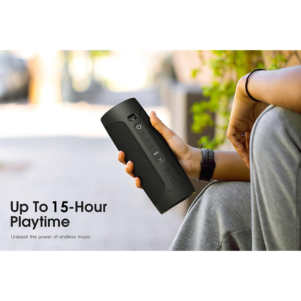 maio Portable Bluetooth Speaker, IP67 Waterproof Portable Wireless Speaker with 30W Loud Stereo Sound, Wireless Stereo Pairing, 15H Playtime, Perfect for Outdoor, Home, Party, and Travel - Black