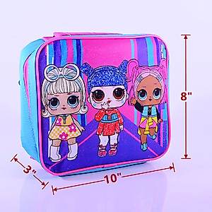 Koola LOL 16'' Large School Backpack with Lunch Bag and Sullivan Water Bottle Bundle | LOL Backpacks for Girls | LOL Remix | LOL Water Bottle