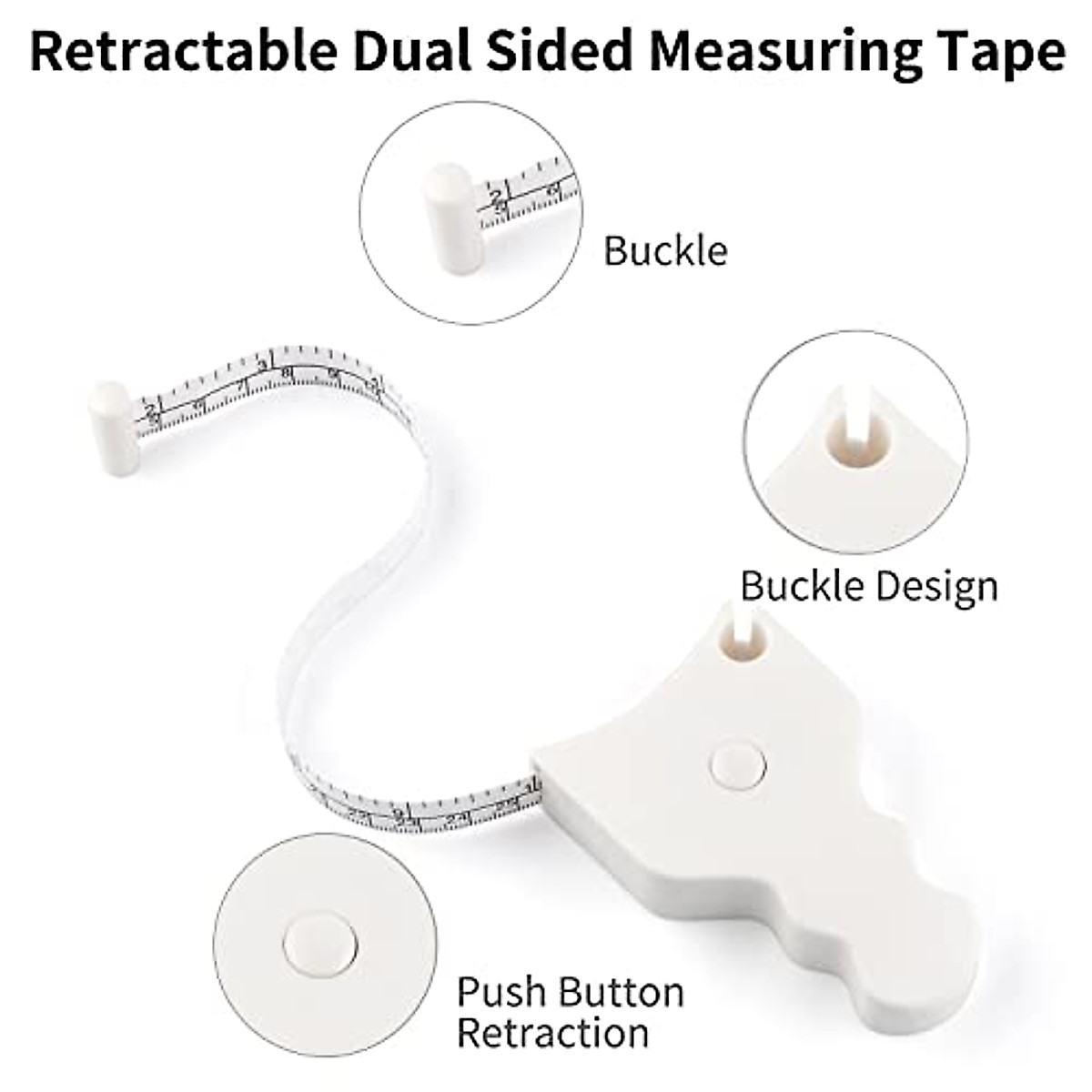 Body Measure Tape Accurate Body Measuring Tape Automatic Telescopic Body Fat Measuring Tape with Lock Pin & Push-Button Arms Chest Thigh Waist Measure Tape for Fitness, Weight Loss, Muscle Gain