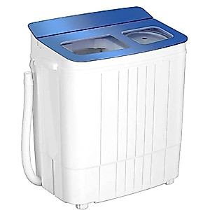 Atripark Portable Mini Washing Machine, Atripark Compact 17.6lbs Twin Tub Washer (11lbs) and Spin Dryer Combo (6.6lbs), Timer Control with Soaking Function Ideal for Dorms, Apartments, RVs, Camping etc, Blue