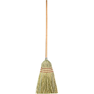Carlisle 4134967 Warehouse Broom with Wood Handle, 10" Bristle Trim, 1" Height, 1" Width, 55" Length, Corn Blend, Natural