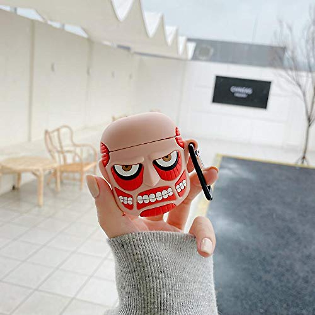 Used forAirpods 1&2 Charging Case Cover , Cute Cartoon Anime AirPods Case ,Silicone Airpods Cover with Keychain (Titan)