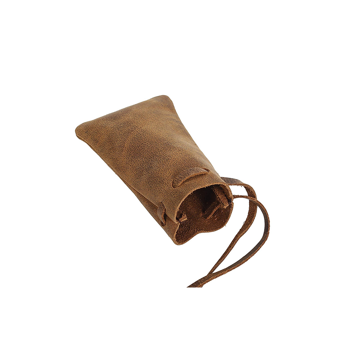 Leather Drawstring Pouch multipurpose Medieval coin waist bag (Vintage Brown, 21 cm x 15 cm)