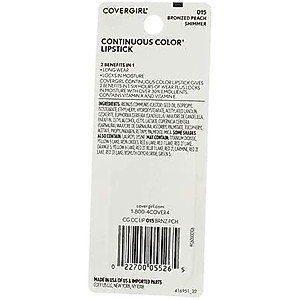 CoverGirl Continuous Color Lipstick, Bronzed Peach [015], 0.13 (Pack of 3)