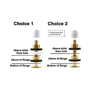 iFealClear Solid Brass Toilet Floor Bolts and Caps Set, Toilet Bowl to Floor Bolts with Washers and Round Cover Caps, Toilet Bolt Kit, White