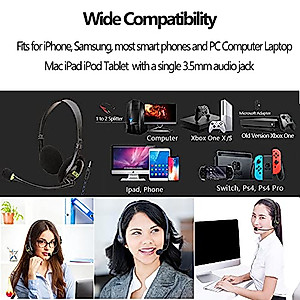 Wensdo Bulk Headphones with Microphone for Classroom 10 Pack, 3.5mm Wired Kids Headphones Office Headset for School Students Children and Adult (10 Pack)