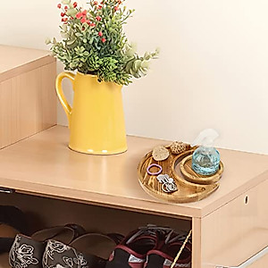 BestFire Moon Tray with Round Tray Crystal Holder Display Moon Tray Crystal Holder Wooden Crystal Organizer Essential Oil Dish for Rings & Jewelry -Mother's Day, Valentine's Day Gifts (Light brown)