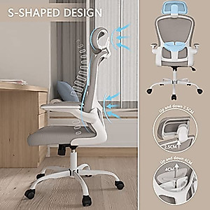 Office Chair, High Back Ergonomic Desk Chair, Breathable Mesh Desk Chair with Adjustable Lumbar Support and Headrest, Swivel Task Chair with flip-up Armrests, Executive Chair for Home Office