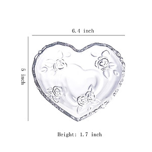 Gaolinci Heart-Shaped Embossed Glass Bowl, Fruit Salad Bowl, Dessert Bowl (Set of 2)