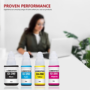 GI-290 Ink Bottles (4-Pack, Black Cyan Magenta Yellow) - Lometic GI290 GI-290 Ink Refill Replacement for PIXMA G3200 G1200 G4210 G2200 G4200 Printer