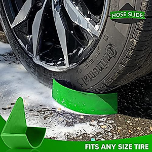 Hose Slide The Original Hose Wire Cable Guide | Prevents Snagging Under Tire | The Ultimate Car Detailing/Washing Tool (Mantis Green, 4 Pack)