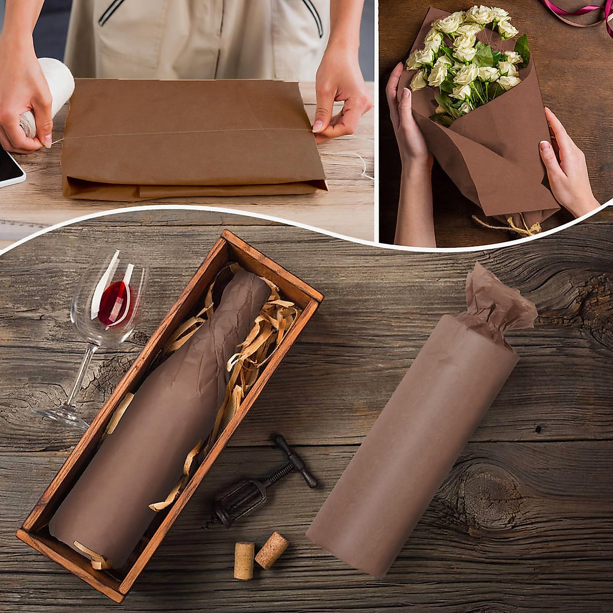 100 Sheets Brown Tissue Paper Artdly 14 x 20 Inches Brown Wrapping Paper Bulk for Weddings Birthday DIY Project Festival Wrapping Crafts Decor