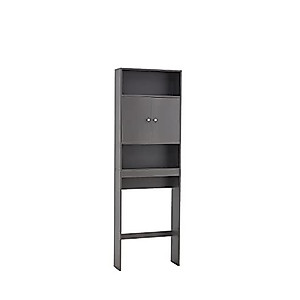 Over The Toilet Storage, 3 Tier Over Toilet Bathroom Organizer with 2 Open Shelves and 1 Cabinet, Above Toilet Storage Cabinet with 2 Doors, Bathroom Space Saver for Restroom (Gray, 24.8"x7.8"x76.8")