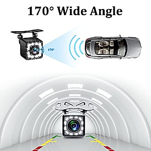 12LED Rear View Camera CVBS Switching Car Reverse Camera IP66 Waterproof Night Vision HD Backup Reversing Camera 170° Wide-Angle Parking Assistance Cameras for Cars Pickup Trucks RVs Vans SUVs