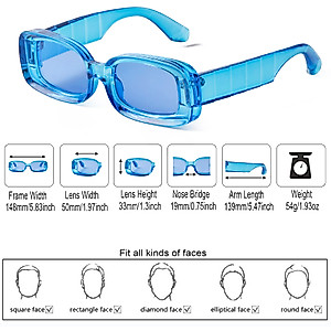 DQbhzh Trendy Y2K Rectangle Sunglasses for Women Men Retro 90s Sunglasses Thick Chunky Glasses UV400 Protection (Green)