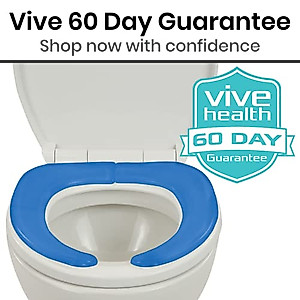 Vive Gel Toilet Seat Cushion Cover - Raised Padded Riser Cushion for Elongated, Standard, and Commode Chairs- Seat Warmer Pressure & Pain Relief Comfort- Adhesive Donut Pad for Elderly, Seniors (Blue)
