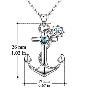 Cuoka Anchor Necklace, Sterling Silver Anchor Pendant Sailor Necklace Nautical Jewelry Anchor Jewelry for Women Gifts for Best Friend (Silver1)