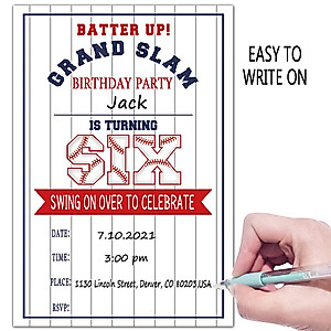 ukebobo 6th Birthday Party Invitations with Envelopes – Batter Up Baseball Party Invitations, Baseball Party Decorations– 20 Cards With Envelopes（bq-06）