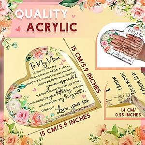 Jetec Mothers Day Gifts for Mom Acrylic Mom Gift Birthday Gift Sign Plaque Presents from Daughter Son Grateful Christmas Valentines Birthday Gifts,5.91 x 5.91 x 0.55 Inches(Heart)