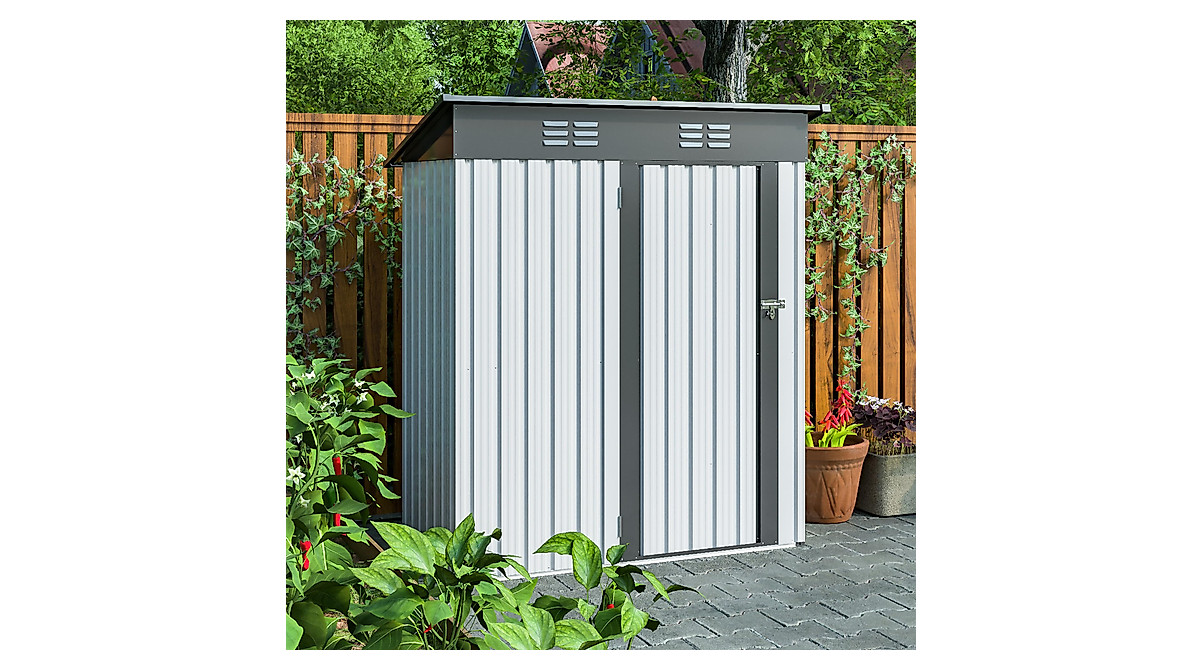 Jintop 5X3 FT Outdoor Metal Shed with Lockable Doors | Garden Storage
