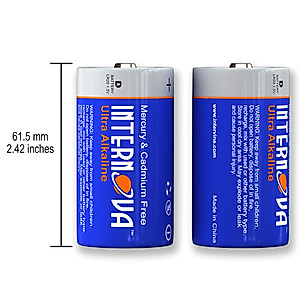 INTERNOVA® Alkaline D Cell Batteries, LR20 1.5V Cell High Performance, Easy to Open 6 Count Pack