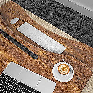 FEZIBO Standing Desk with Height Adjustable 37 Inches Standing Desk Converter Stand up Riser Tabletop Workstation Fits Dual Monitor Rustic Brown