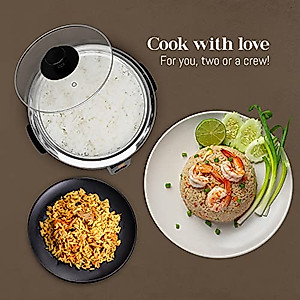 Elite Gourmet ERC006SS 6-Cup Electric Rice Cooker with 304 Surgical Grade Stainless Steel Inner Pot, Makes Soups, Stews, Porridges, Grains and Cereals, 6 cup (3 cups uncooked), Black