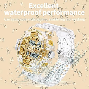 findtime Mens Watch Digital Large Face Outdoor Sport Watch Stopwatch for Men Alarm Tactical 30M Waterproof Watches for Men Military Transparent Design