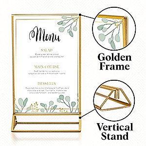 SUPER STAR QUALITY Clear Acrylic 2 Sided Frames with Gold Borders and Vertical Stand (Pack of 12)) | Ideal for Wedding Table Number Holder, Double Sided Sign, Clear Photos, Menu Holders