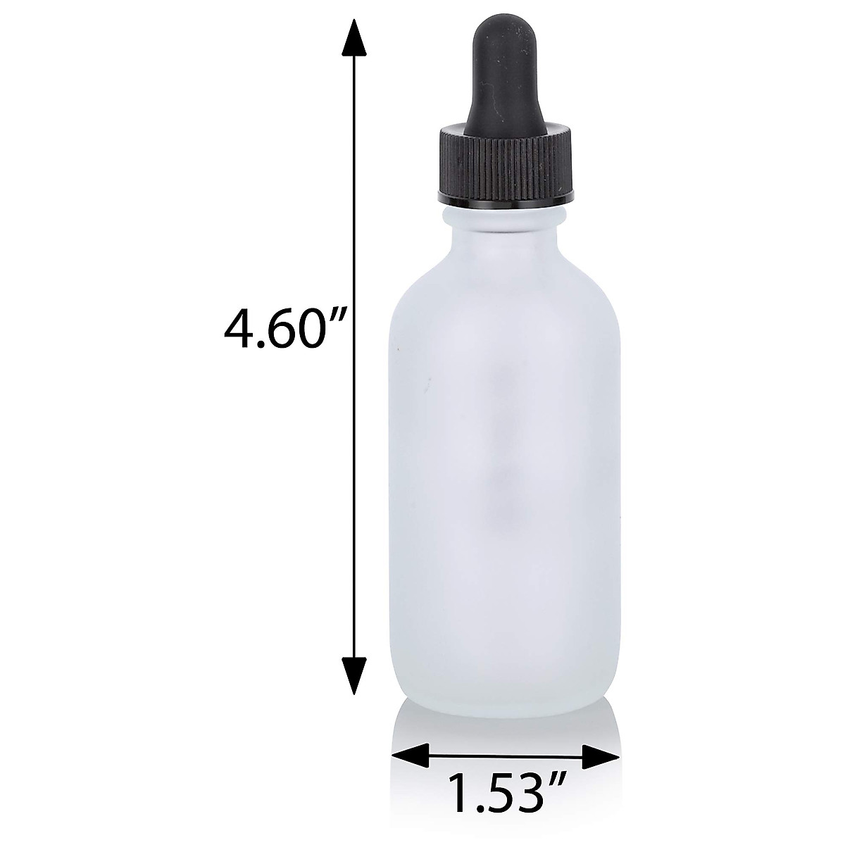 JUVITUS 2 oz Frosted Clear Glass Boston Round Bottle with Black Graduated Measurement Dropper (24 pack) + Funnel