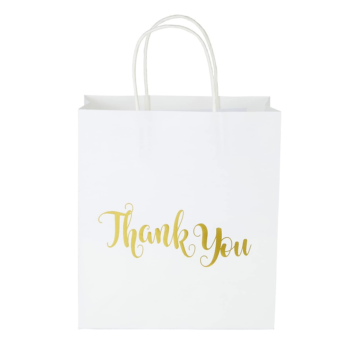 Juvale 15 Pack White Thank You Paper Gift Bags with Handles, Tissue Paper for Wedding, Baby Shower, Birthday Party Favors (8 x 4 x 8.8 In)