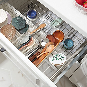 Clear Drawer Organizer 2 Pieces 6 Section Clear Desk Organizer with Dividers 3 Section Acrylic Makeup Tray Divided Clear Drawer Inserts Sectioned Organizer Tray Makeup Organizer Drawers Storage