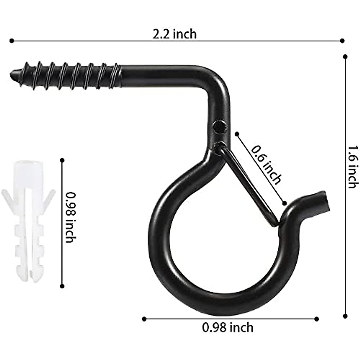 ZK Home 15 Pack Q Hanger Hooks Outdoor Screw Hooks with Safety Buckle Design, Easy Release Outdoor Wire & Christmas Light Hanger