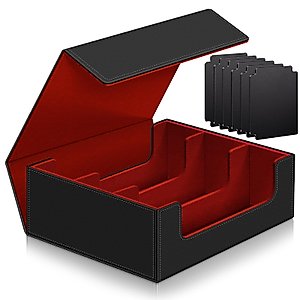 1800+ Card Deck Case for Trading Cards, Leather Magnetic Closure Commander Card Storage Box Magic Card Holders Fit for YuGiOh, MTG and Sport Cards (Red)