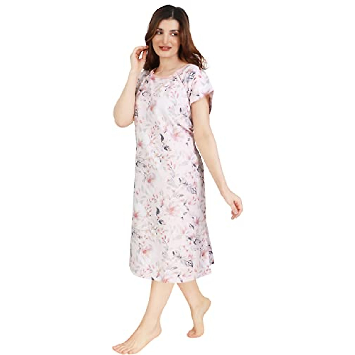 NY Threads Hospital Gown, Soft and Stylish Patient Gown (Small-Medium, White Rose - Pink)